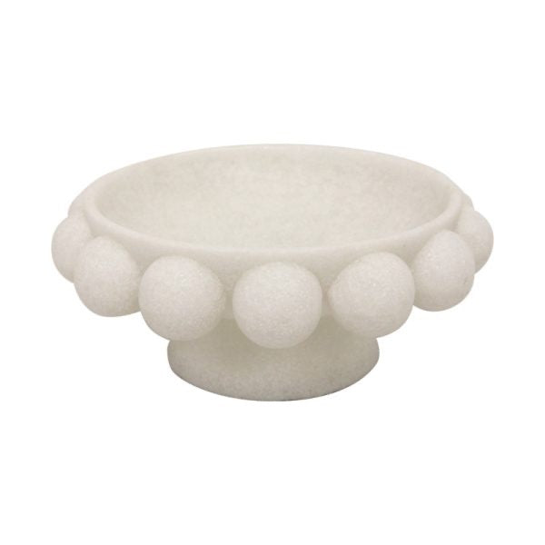 Verona Plinth Bowl | Marble White – Copper + Pink