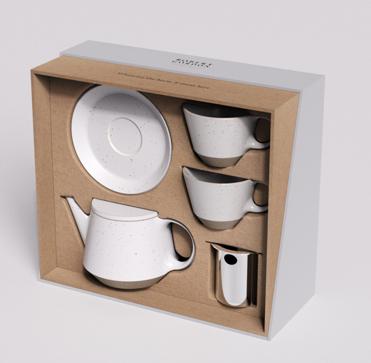 Robert Gordon Tea Set - Ritual Speckled White – Copper + Pink